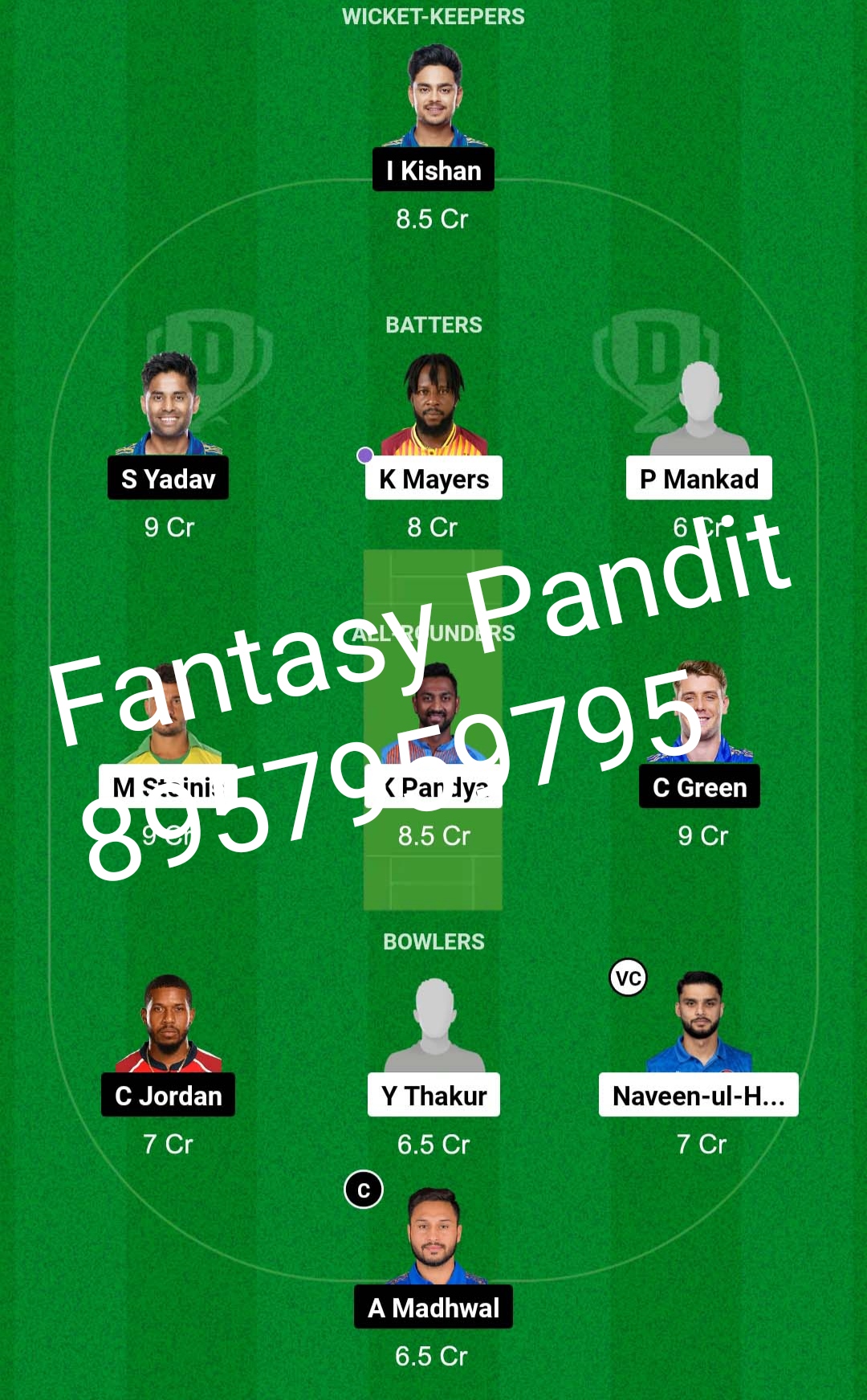 Winning screenshots, LSG VS MI , Dream Team - Fantasy Pandit